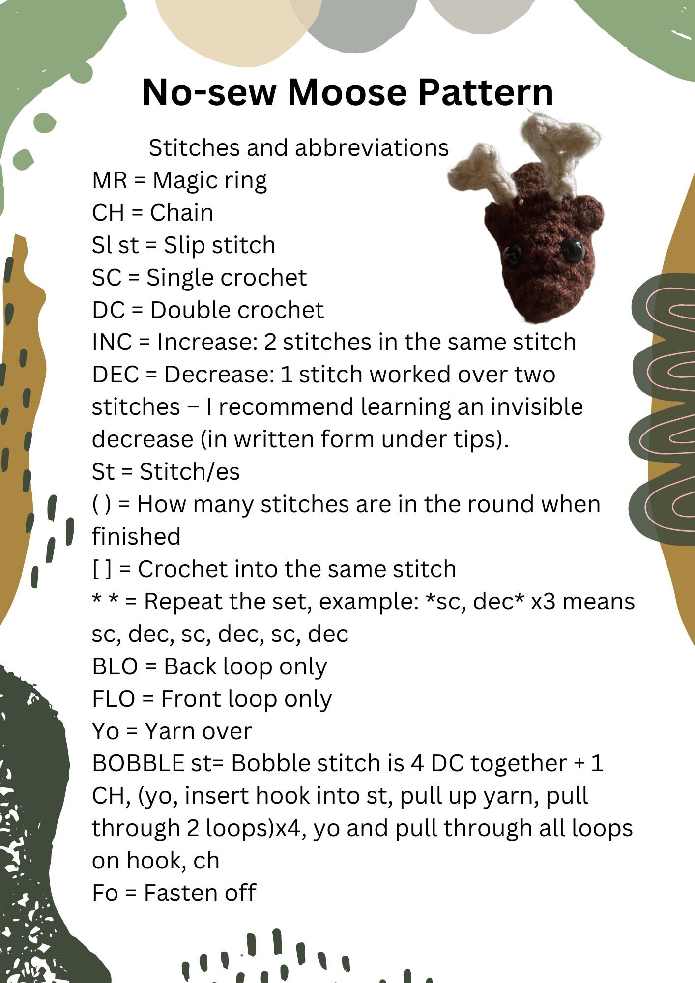 No-sew Crochet Moose Pattern. Simple Moose Pattern. - Etsy