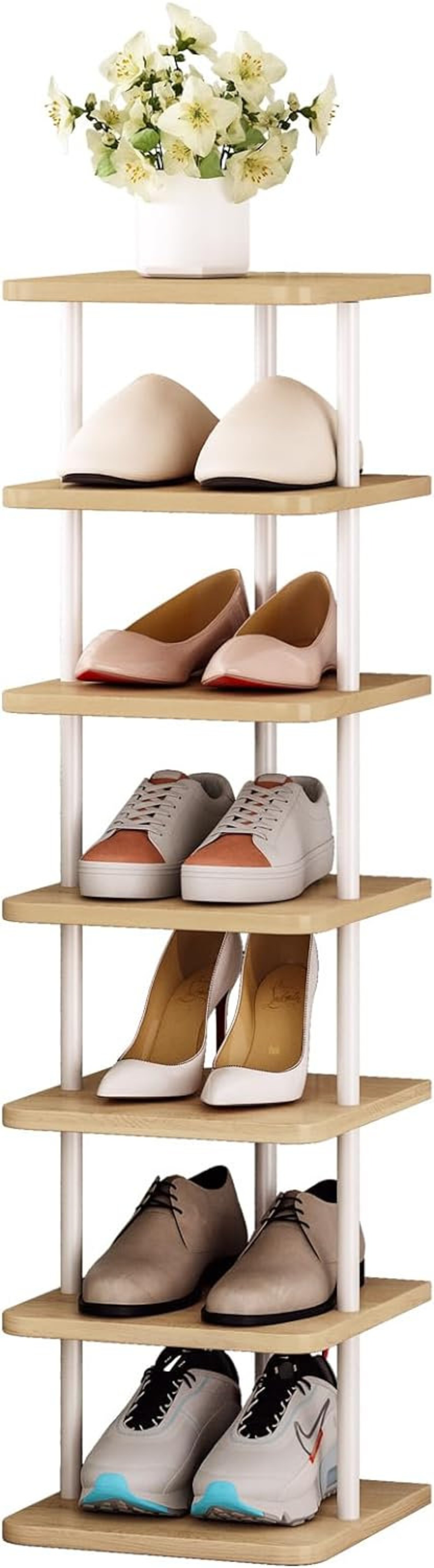 Hand Made Wood & Metal Vertical Shoe Storage Tall Shoe Rack Entryway ...