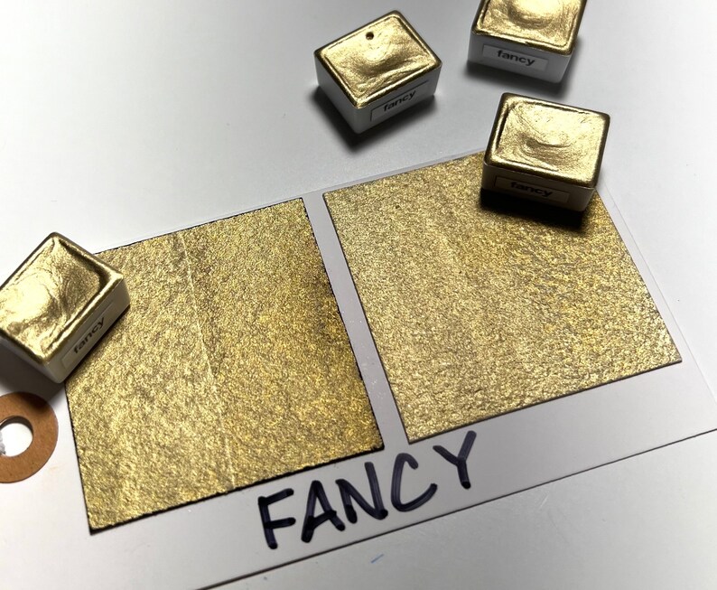 FANCY Half Pan Rich Flat Metallic Gold Watercolor Paint Vegan Binder - Etsy