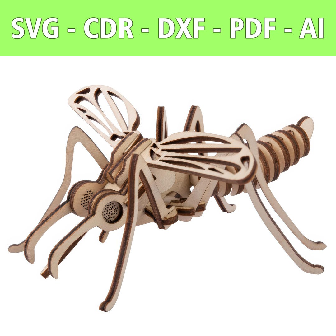 3D Model Mosquito / Gnat - 3mm Laser File for Laser Cutter - SVG, CDR ...