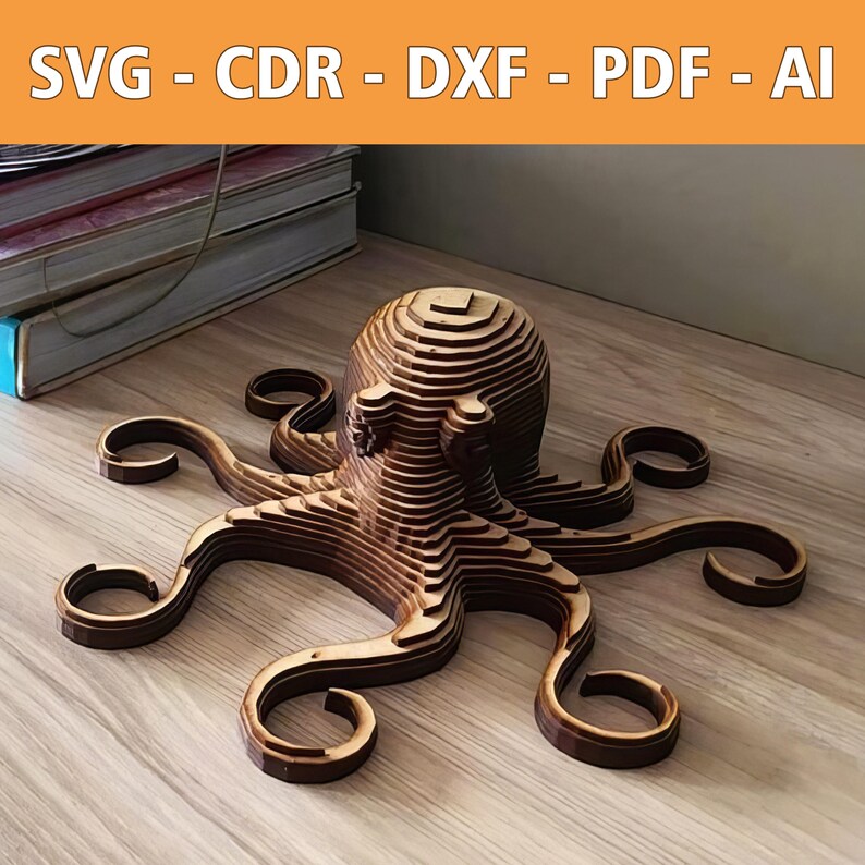 3D Octopus Laser File - SVG, CDR and More - for Kids, Wedding & Decoration - Perfect for DIY ...