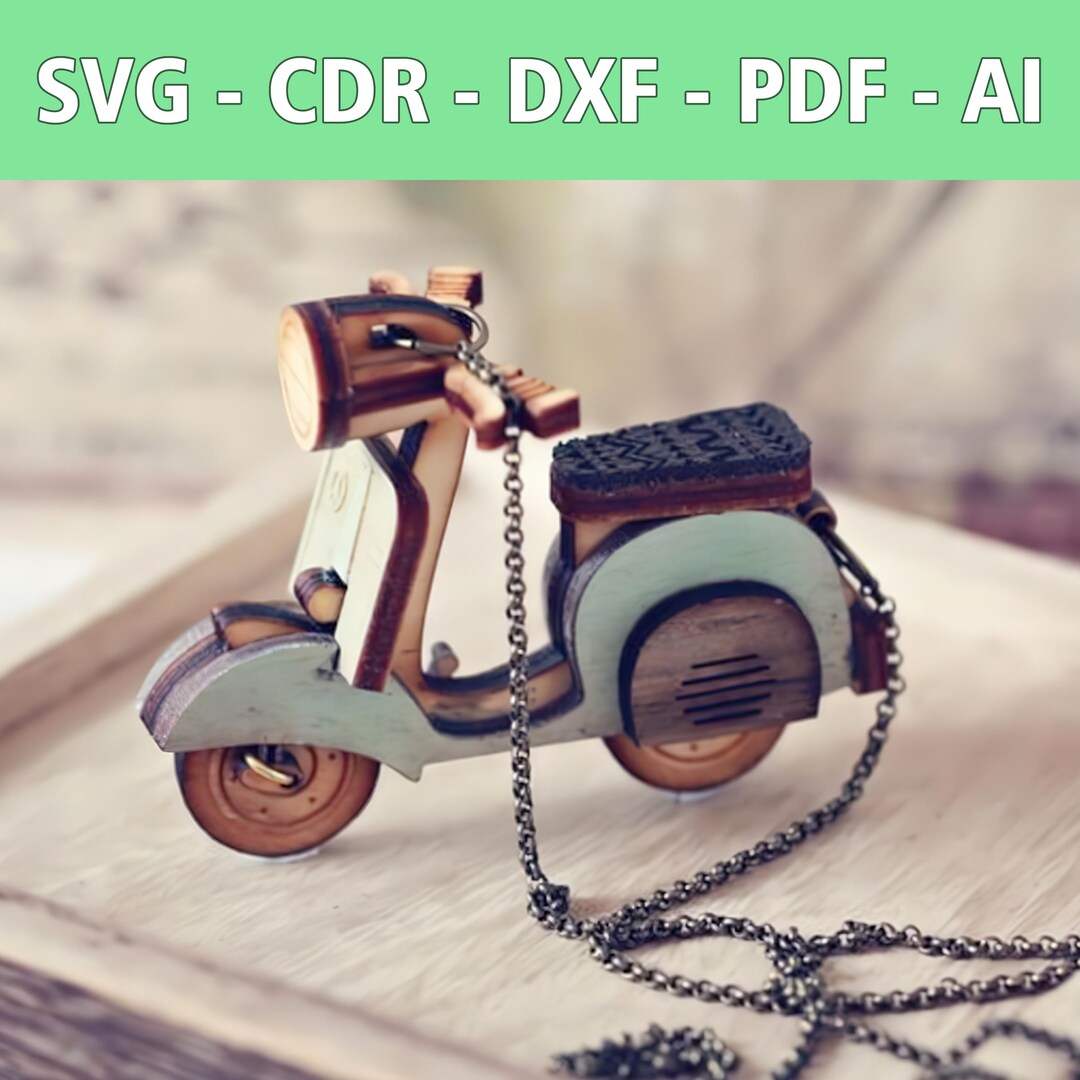 Laser File Vespa Keychain Scooter Keychain SVG, CDR and More Wood Laser ...