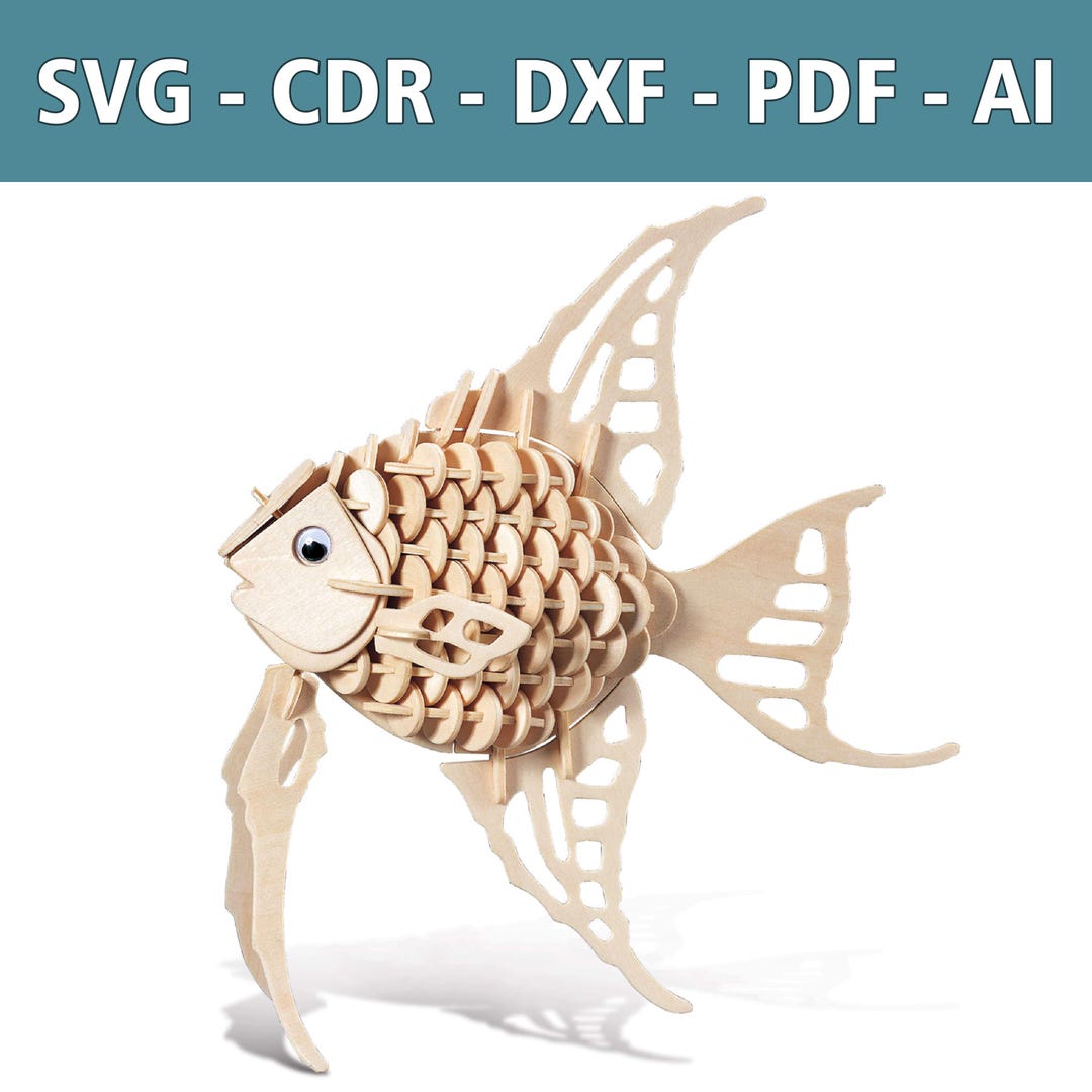 3D Angel-fish Laser File - SVG, CDR and More - for Creative DIY ...