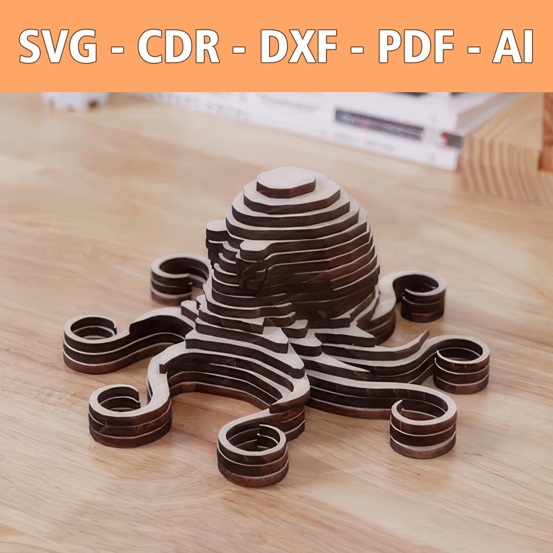 3D Octopus Laser File for Wood or Cardboard - SVG, CDR and More - for ...
