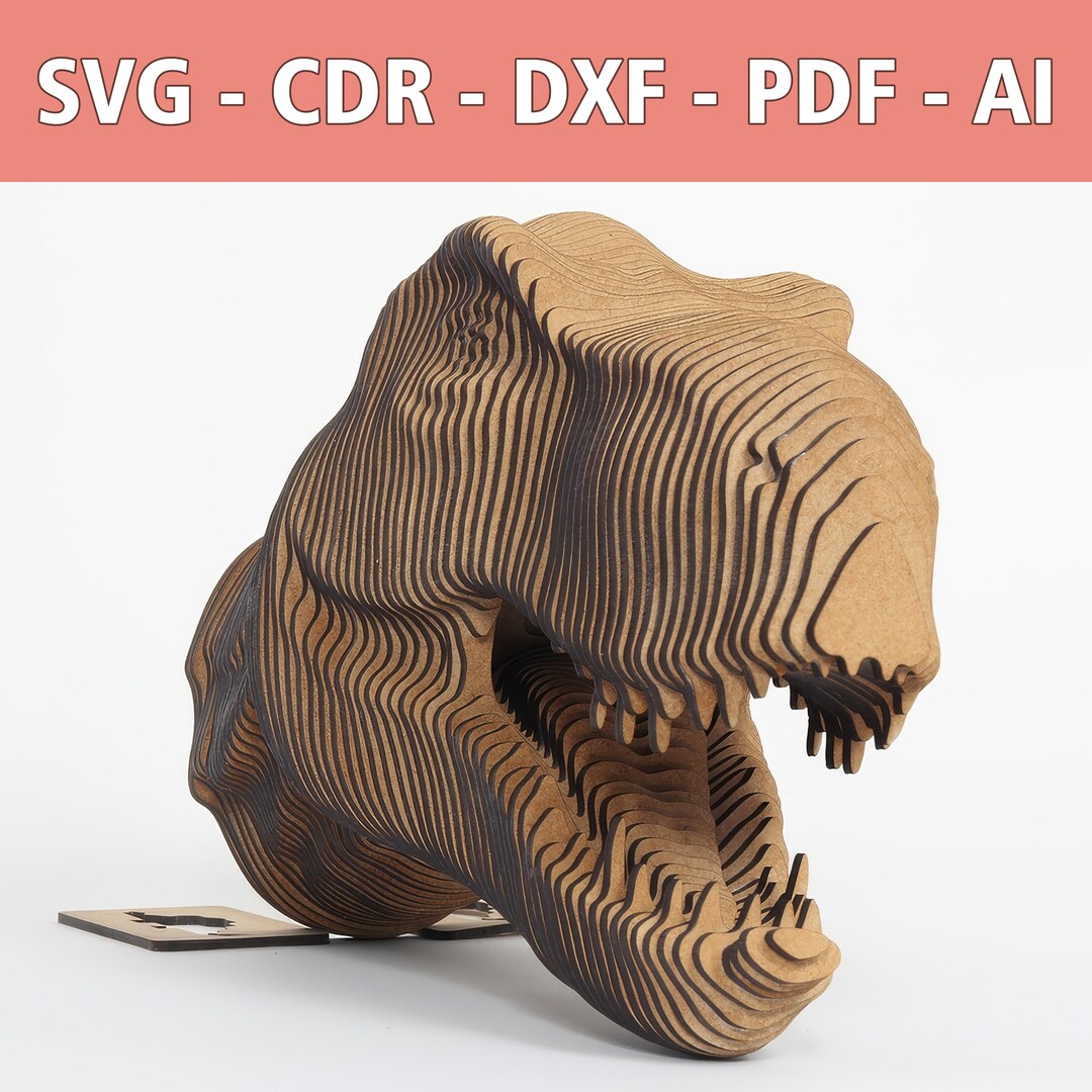 3D T-rex Head Laser File as Wall Decoration SVG, CDR and More Perfect ...