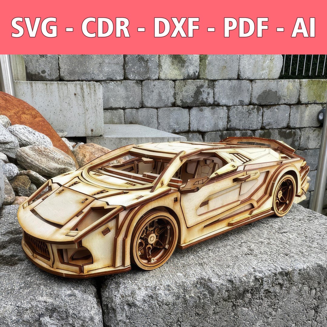 3D Lamborghini 3 Mm Wooden Model File - Laser Cut File for DIY Model ...