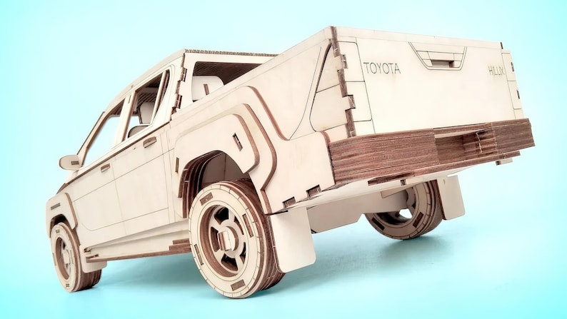 3D Wooden Plan for Pickup Truck Model DIY Laser Cut File for 3 Mm ...