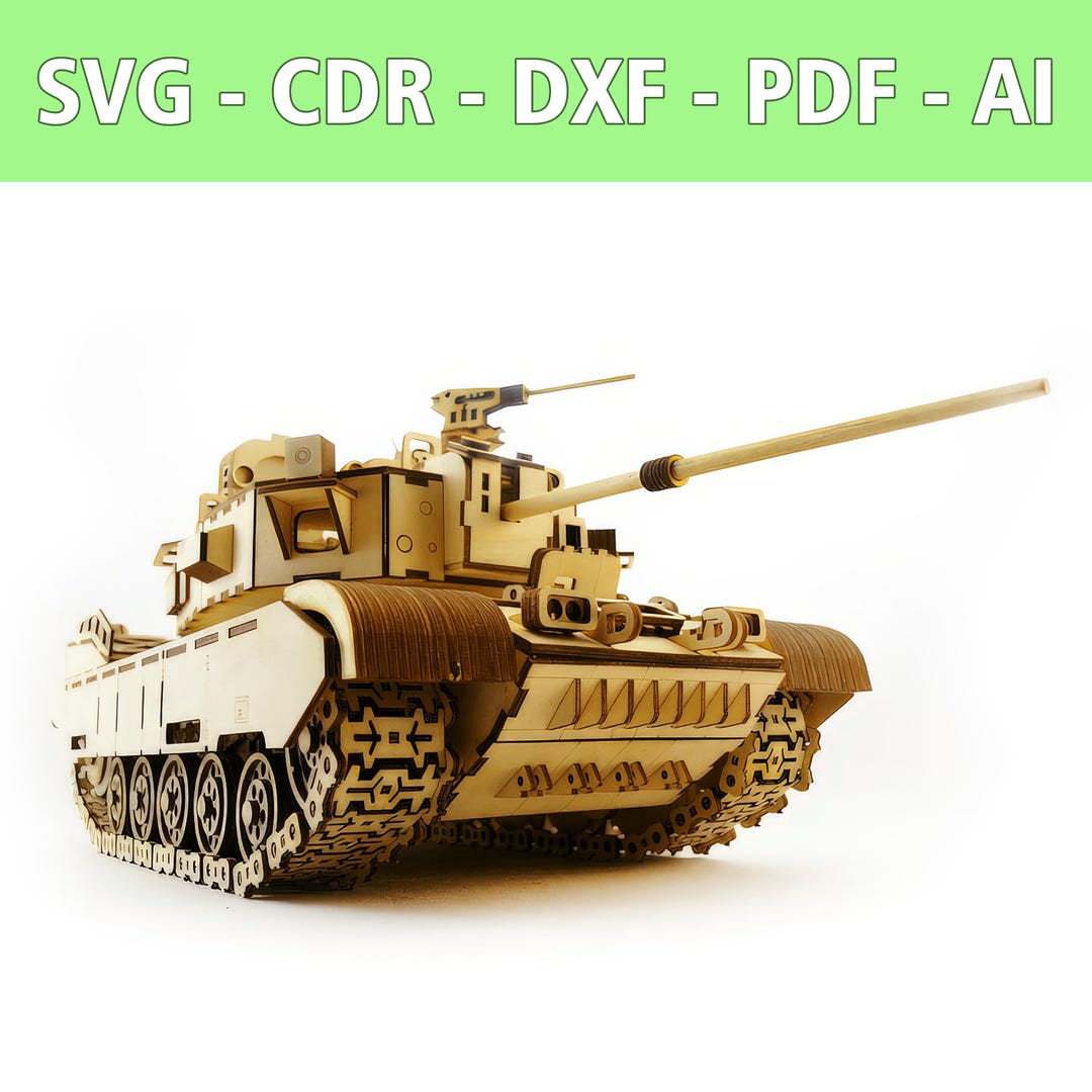 3D Wooden Tank Kit SVG, CDR and More - DIY Laser Cutting File for Kids ...