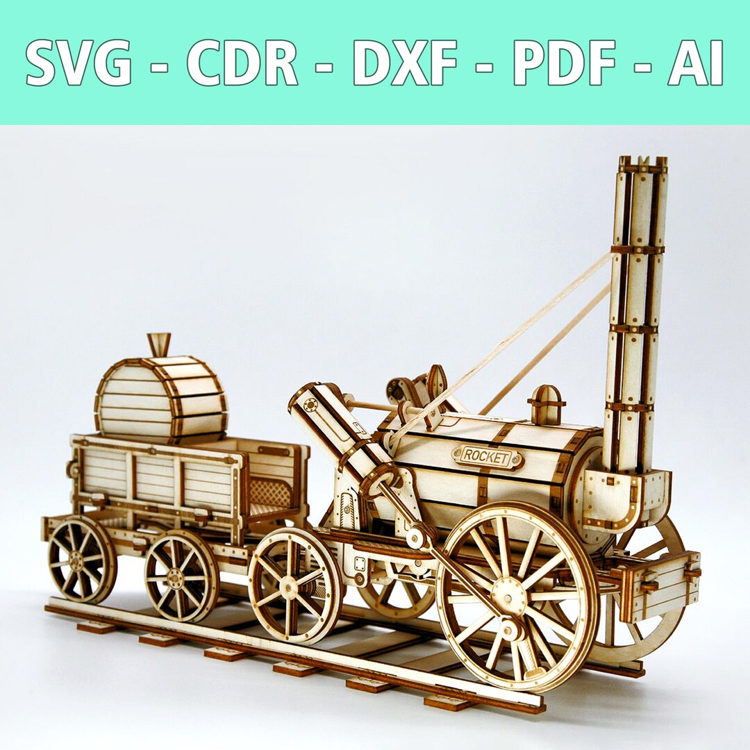 3D Wooden Locomotive 3 Mm Kit SVG, CDR and More – DIY Steam Train Model ...