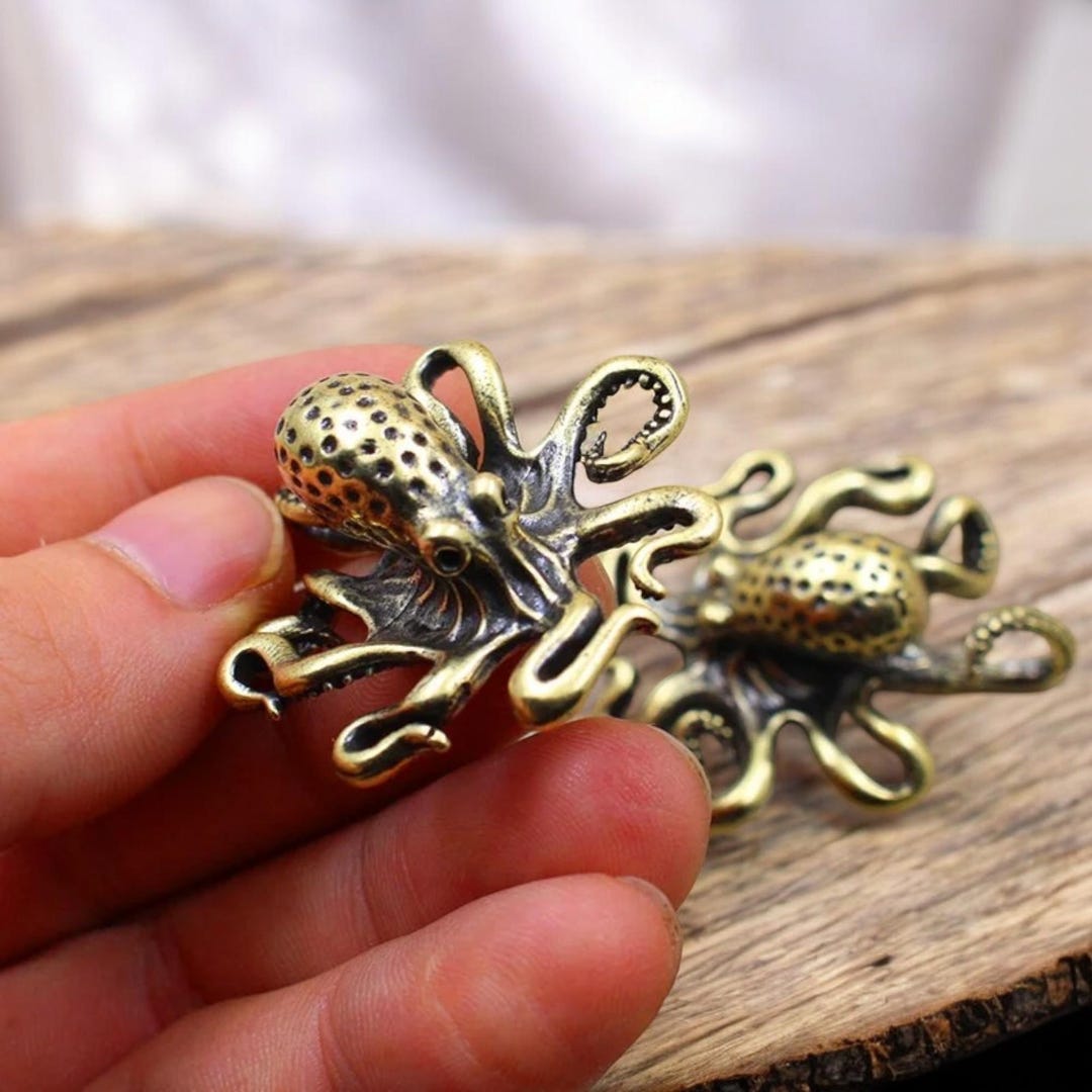 Set of 2 Pure Copper Octopus Handles Brass Bafang Octopus Ornaments ...
