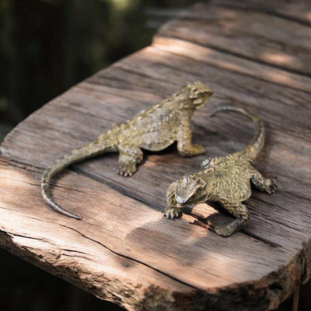 Pure Copper Lizard Statue Solid Animal Sculpture Antique Bronze Desktop ...