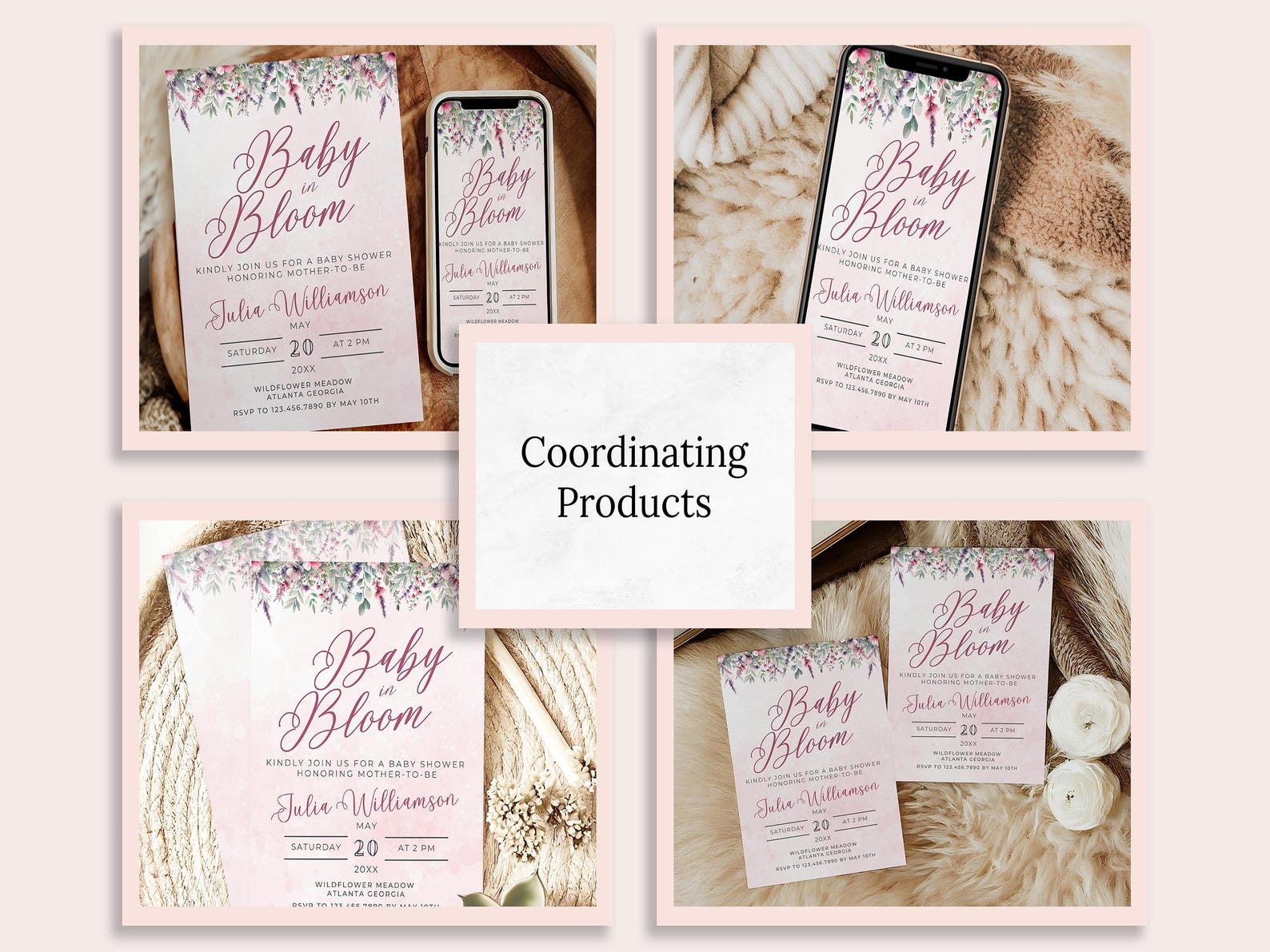 Baby in Bloom Welcome Baby Shower Sign Wildflower Editable Entrance ...