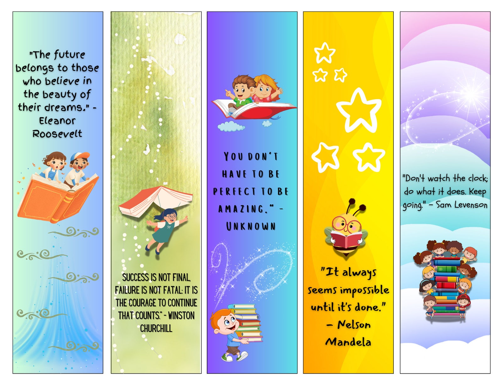 Printable Kids Motivational Bookmarks - Etsy