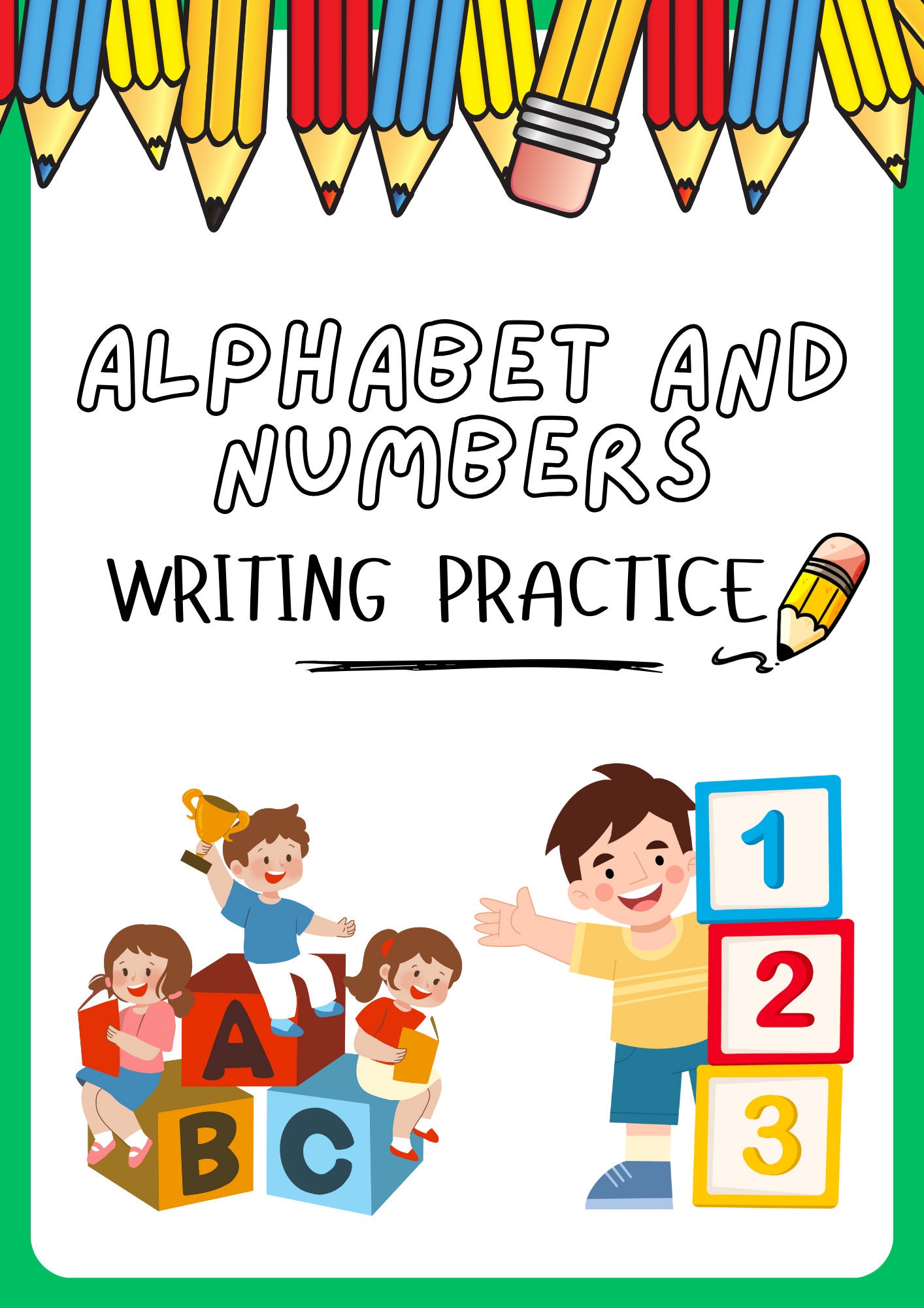 Writing Practice Alphabet and Numbers Worksheet - Etsy