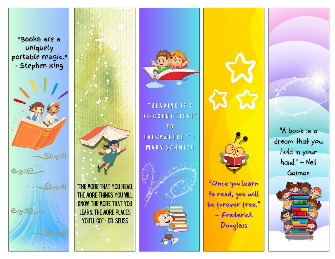 Printable Kids Motivational Bookmarks - Etsy
