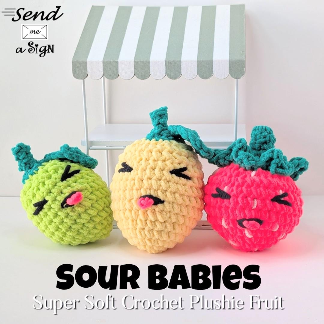 Sour Babies: Super Soft Crochet Plushie Fruit (small-medium Size/5.5-6. ...