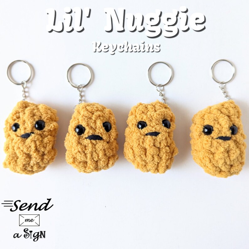 Little Chicken Nugget Crocheted Keychain - Etsy