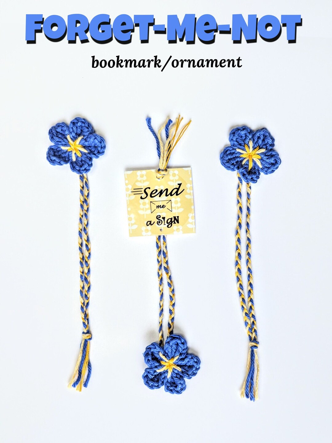 Forget-me-not Crocheted Bookmark/ornament - Etsy