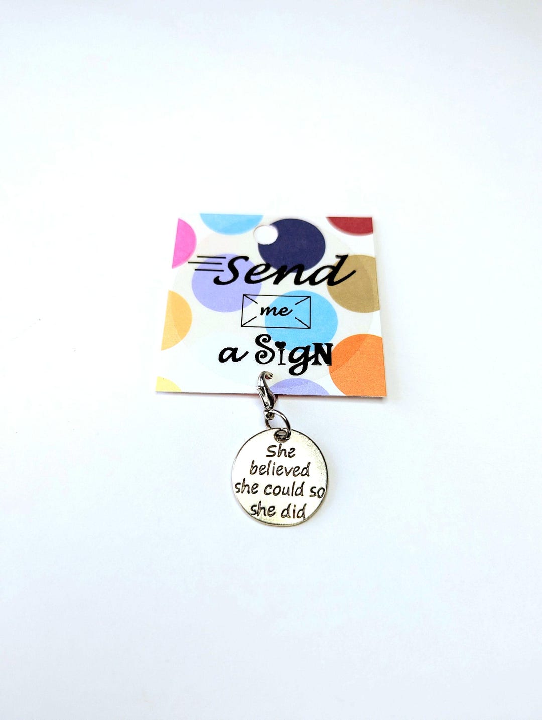 Round Silver "she Believed She Could and so She Did" Word Charm With ...