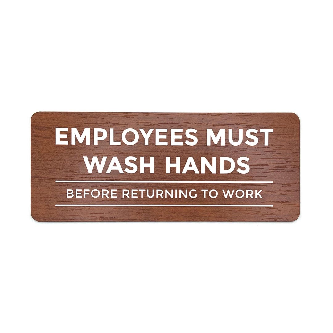 Wood Look Employees Must Wash Hands Sign: Restaurant Restroom Self ...