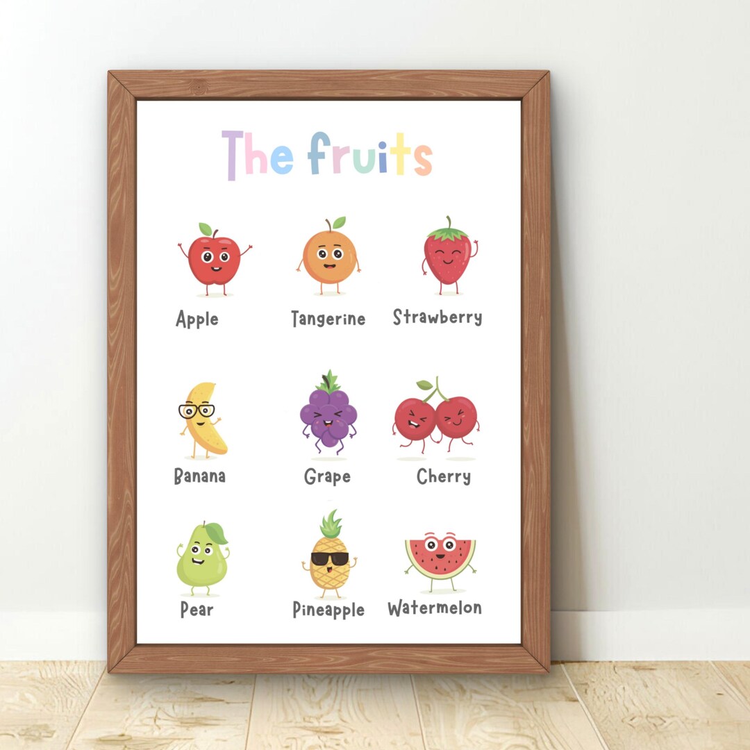 Boho Fruit Print for Classroom Educational Poster for Home Learning ...
