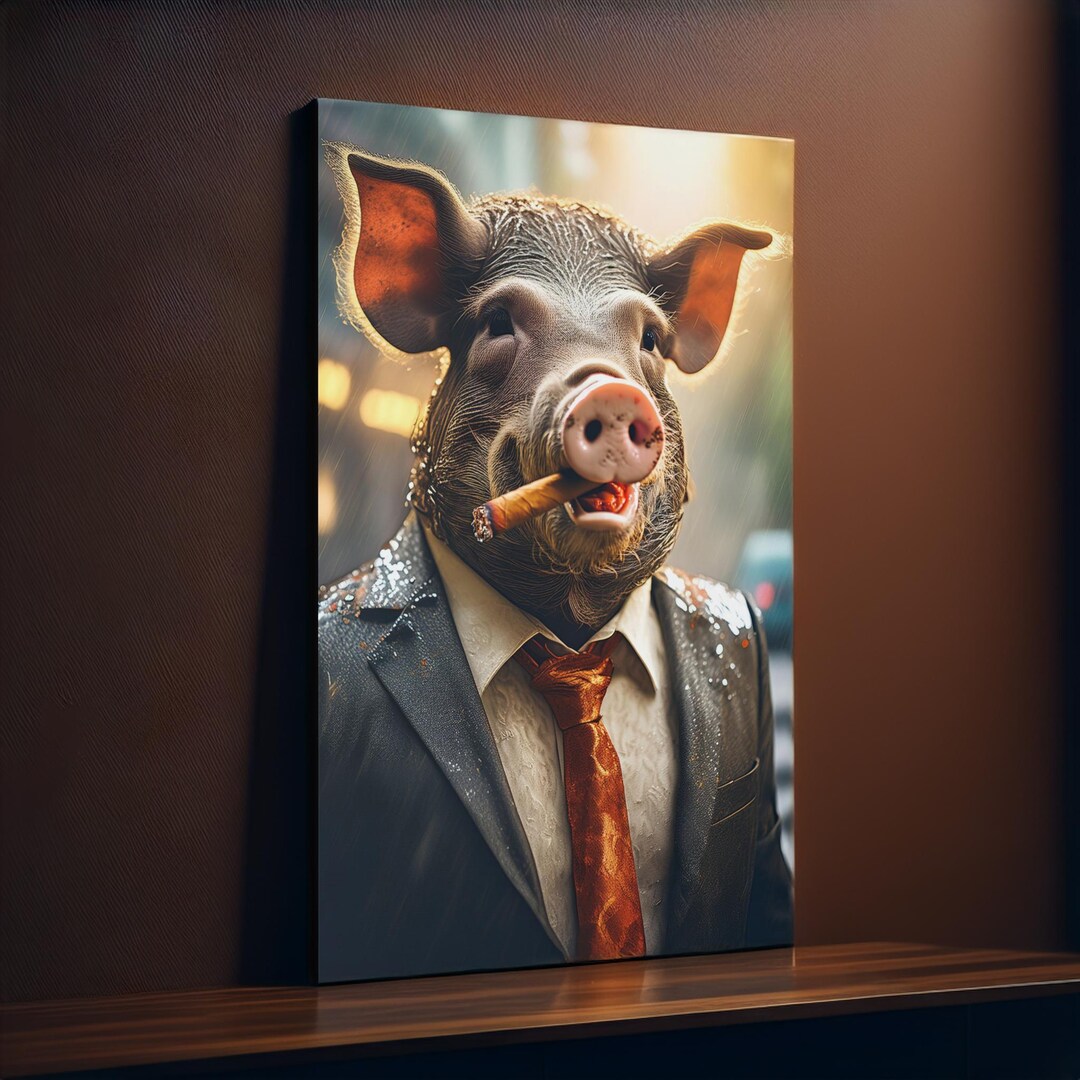 Pig in Suit Satirical Business Humor Canvas Wall Art - Etsy