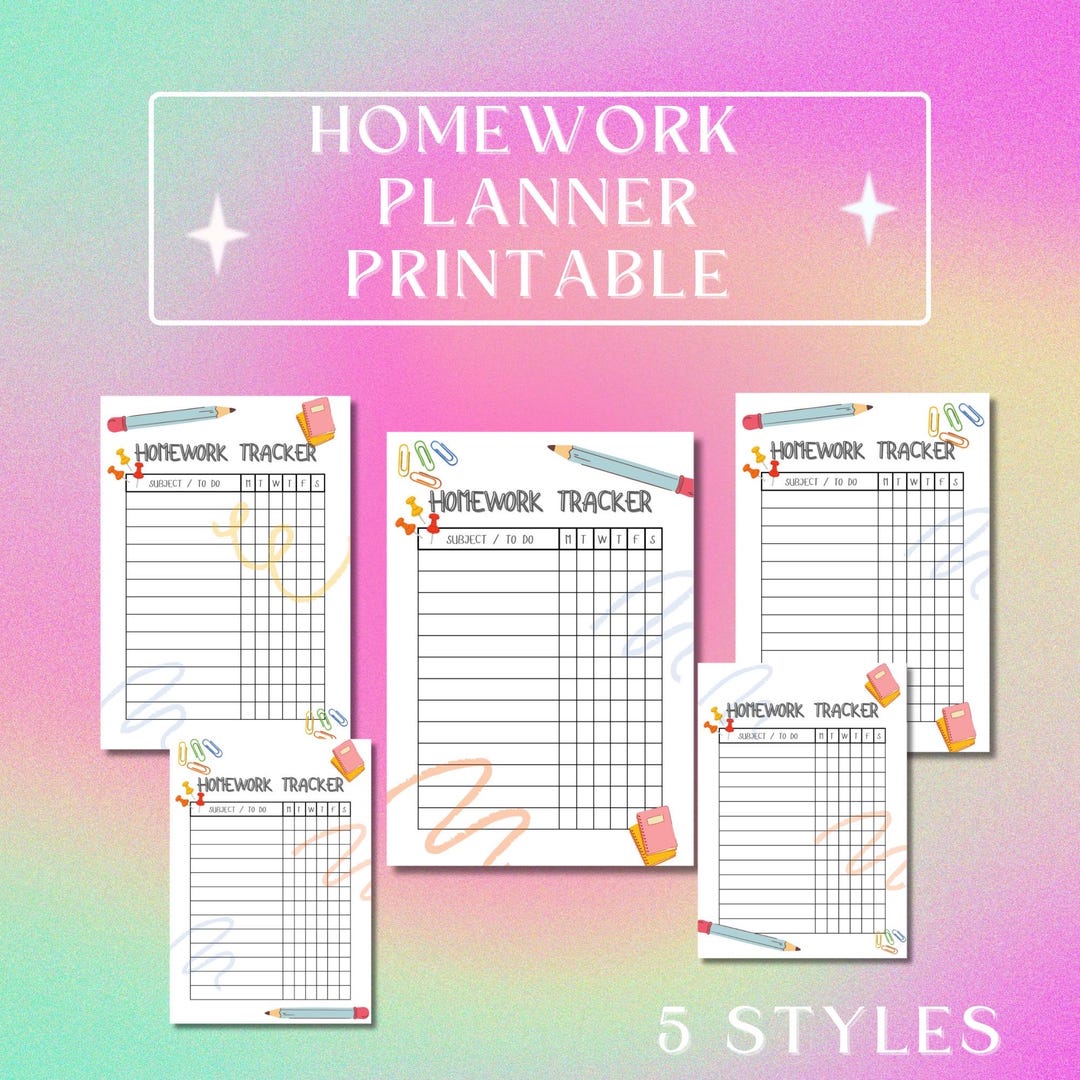 Homework Tracker Printable | Printable Homework Chart | Homework ...