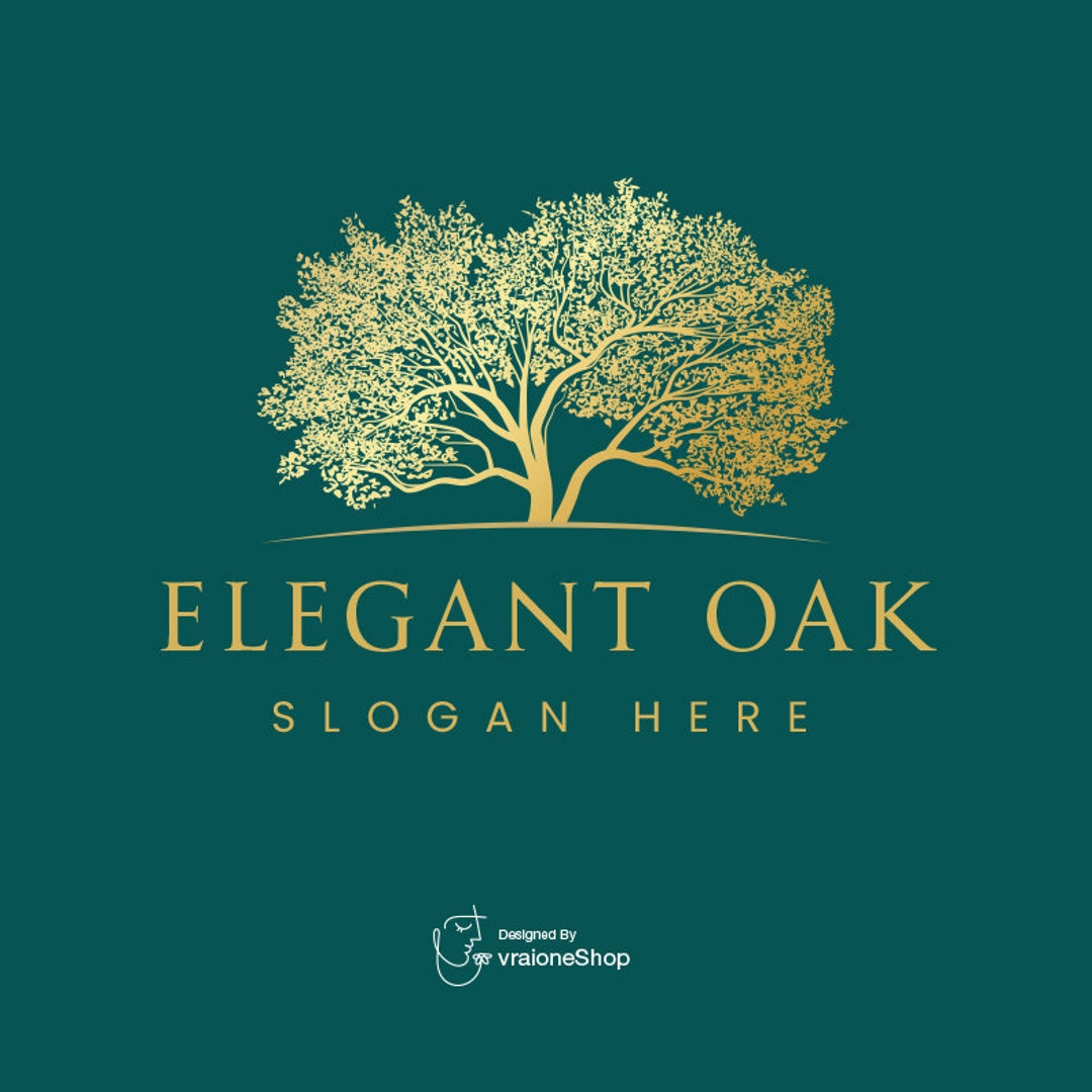 Elegant Oak Tree Logo, Tree Logo, Wedding Tree Logo, Hand Drawn Tre ...