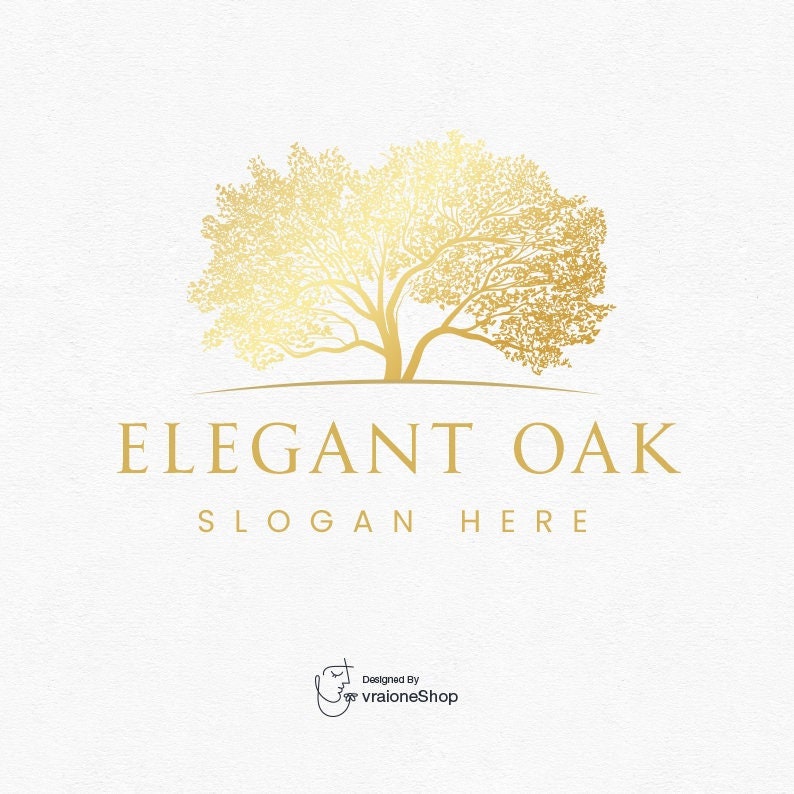 Elegant Oak Tree Logo, Tree Logo, Wedding Tree Logo, Hand Drawn Tre ...