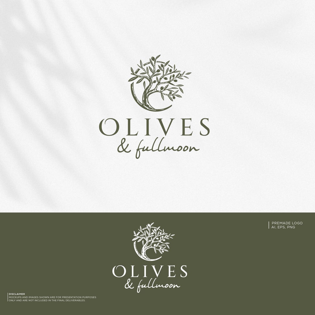 Olive Tree Logo, Organic Olive, Hand Drawn Logo - Etsy