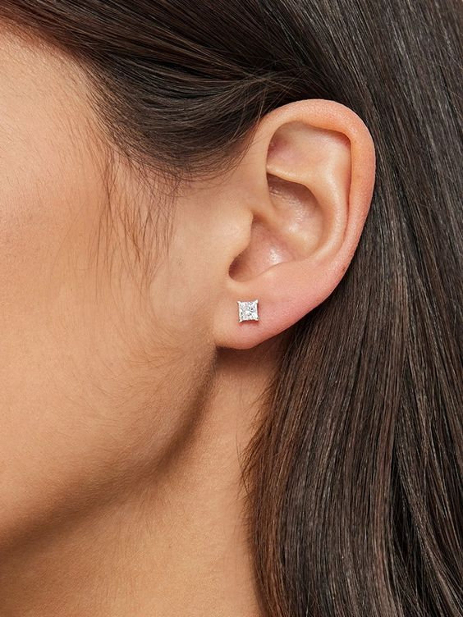 Princess Cut Diamond Stud Earrings, Lab Grown Diamond Stud Earrings ...