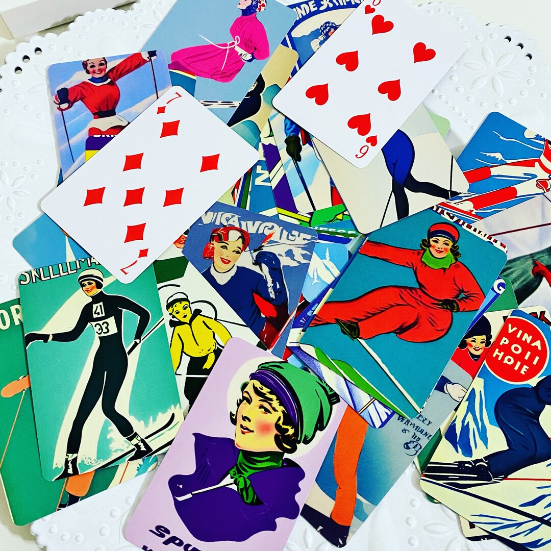 Coolest Card Deck in Vintage Ski Ladies All Different Images Ski Art ...