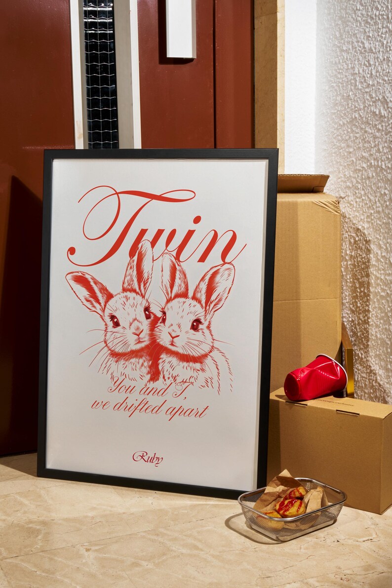 Twin Bunnies Poster – Jennie-inspired Dreamy Aesthetic Art Print, Soft ...