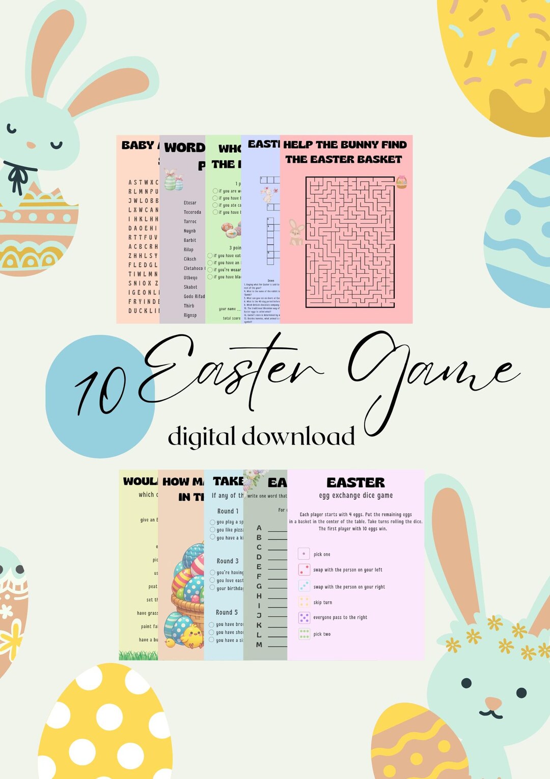 Ten Easter Game, Easter, Easter Party Games, Kids Games,quiz Easter,ten ...