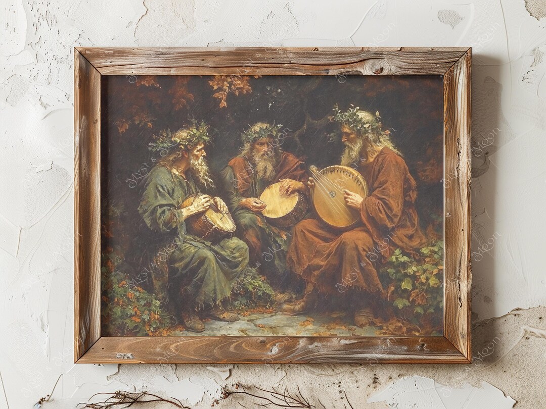 Ancient Hymns - Vintage Oil Painting of Pagan Musicians, Viking, Norse ...