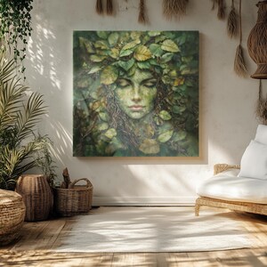 Green Woman Meditation Canvas Print - Celtic Fantasy Painting, Nature ...