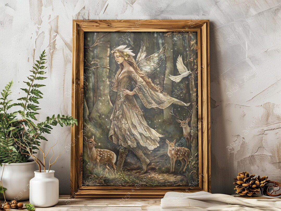 Mariselle of the Whispering Grove - Forest Elf Watercolor Digital Print ...