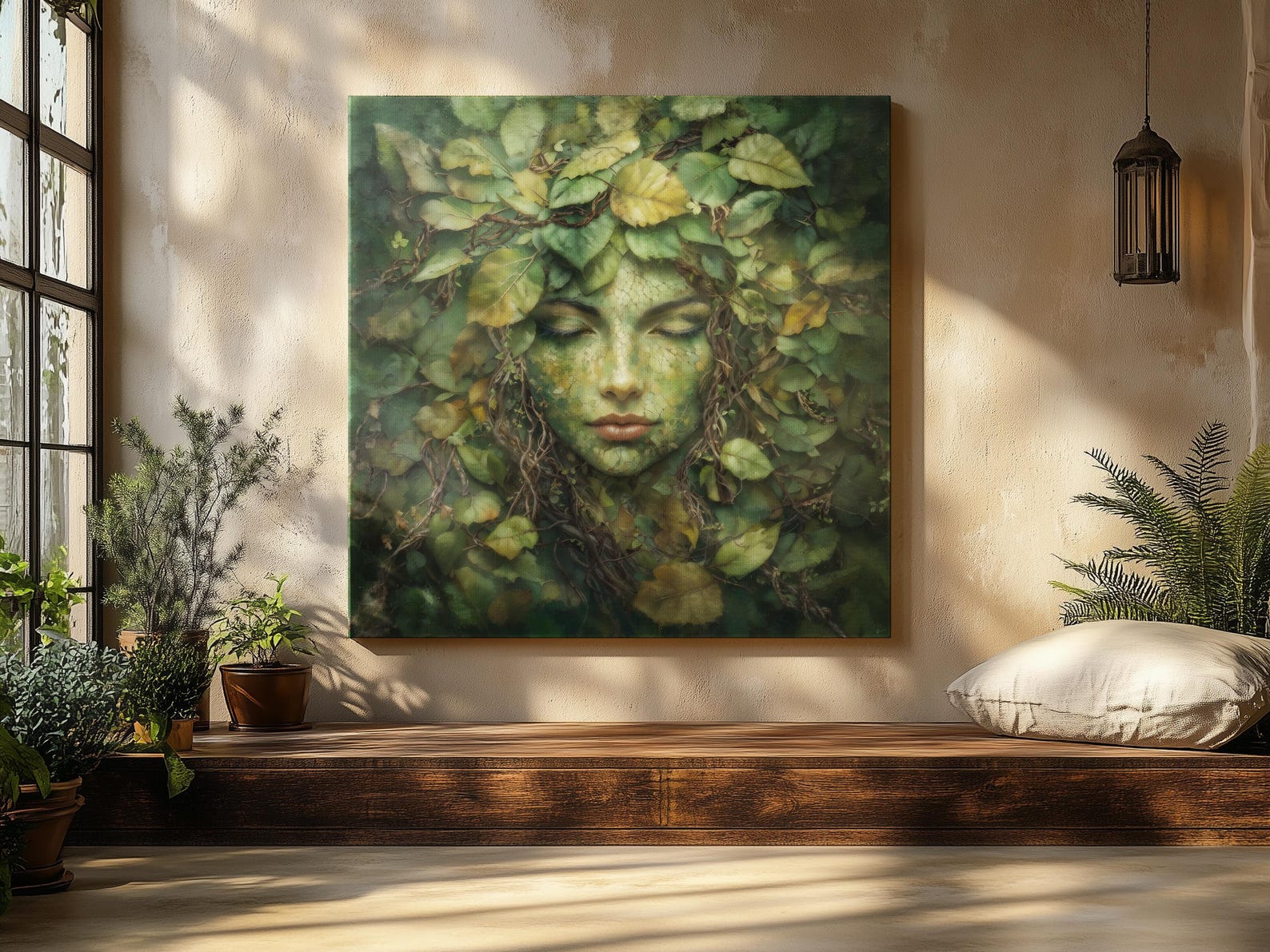 Green Woman Meditation Canvas Print - Celtic Fantasy Painting, Nature ...