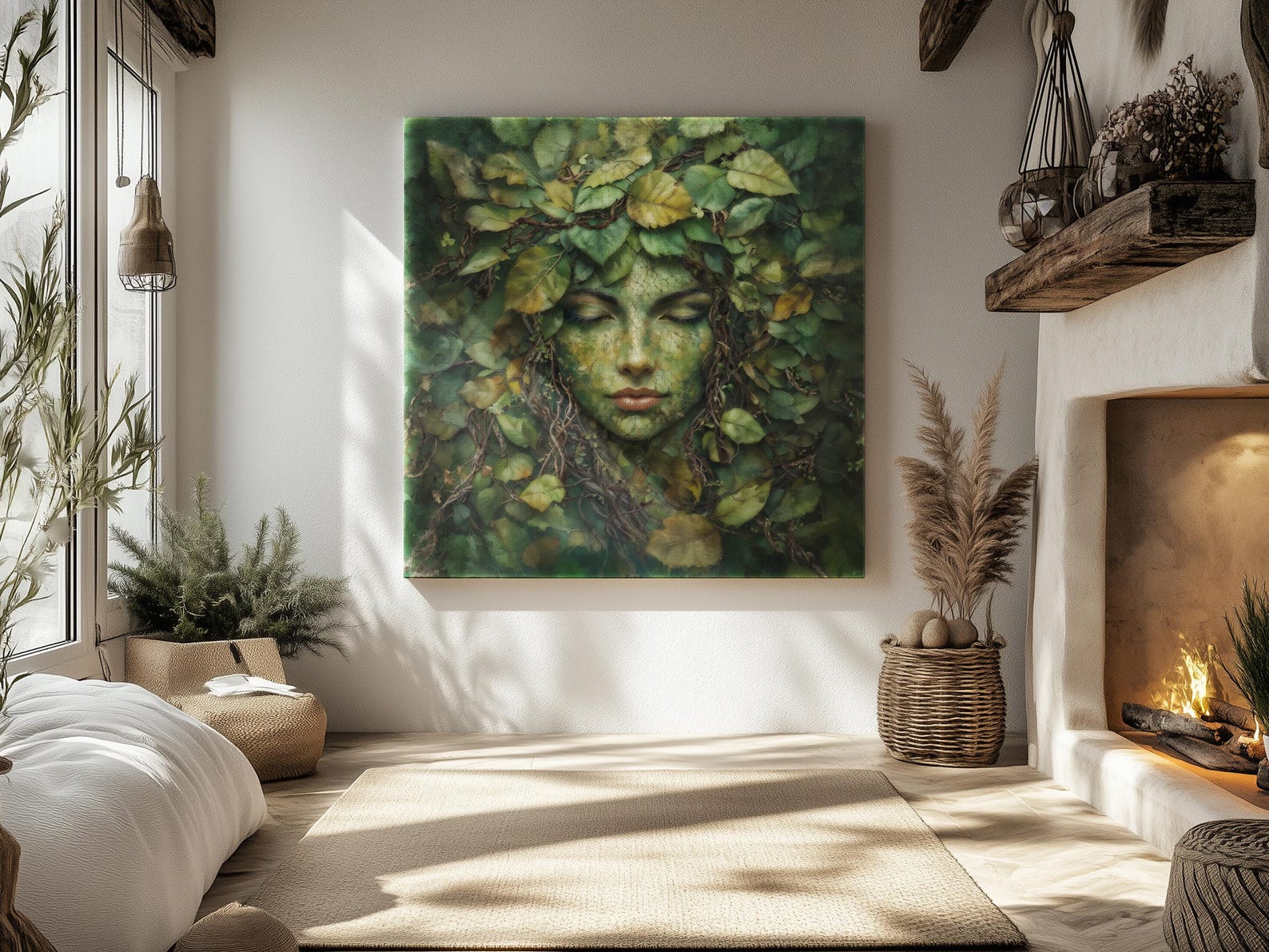 Green Woman Meditation Canvas Print - Celtic Fantasy Painting, Nature ...