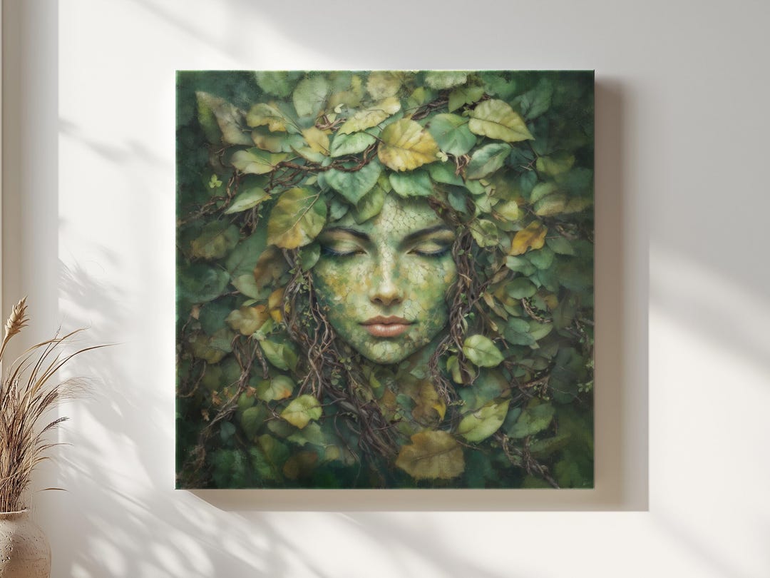 Green Woman Meditation Canvas Print - Celtic Fantasy Painting, Nature ...