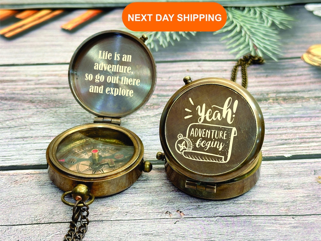 Adventure Compass, Personalized Brass Working Compass, Golden Compass ...