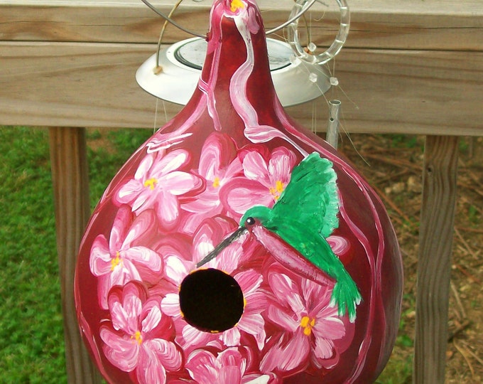 Handpainted Gourd Birdhouse: Hummingbird and Flowers - Etsy