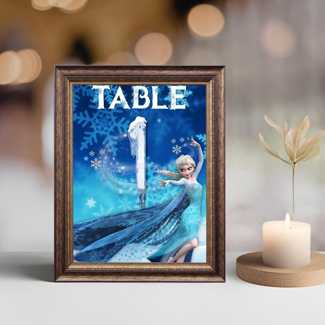 Frozen Theme Birthday Table Numbers, Snow Queen Elsa, Frosty Princess ...