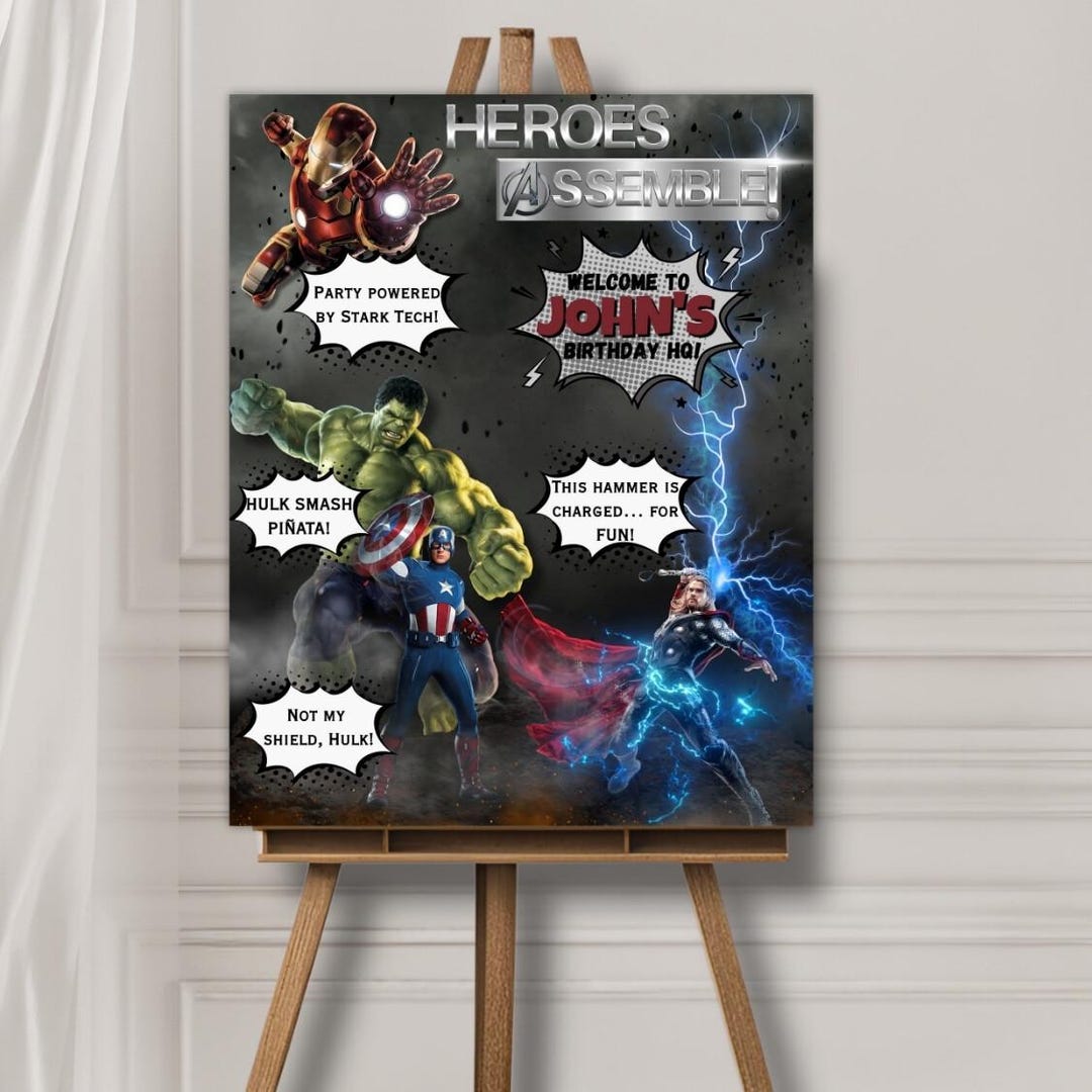 Captain America Birthday Welcome Sign, Avengers Superhero Party Decor ...