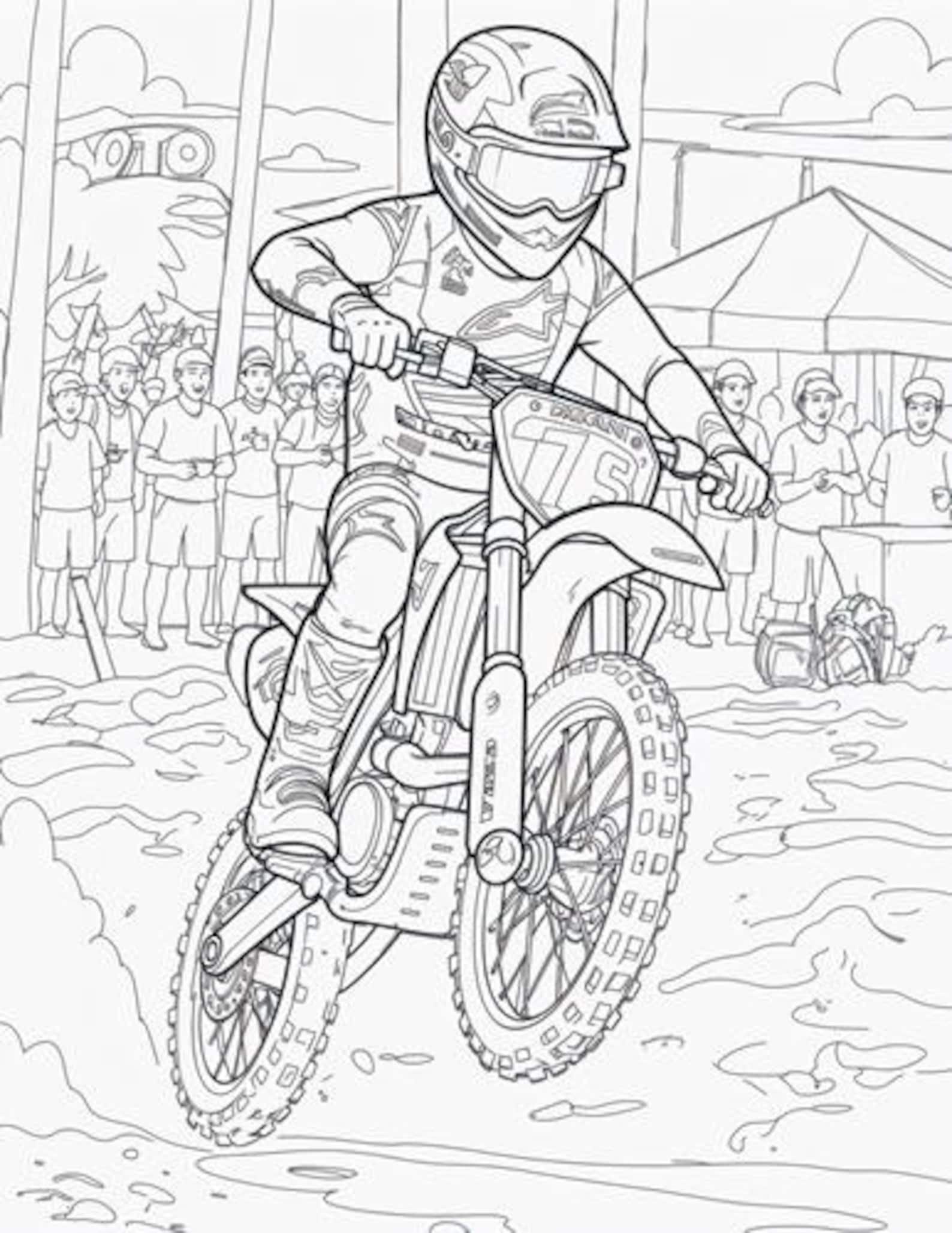 Dirt Bike Coloring Pages - Etsy