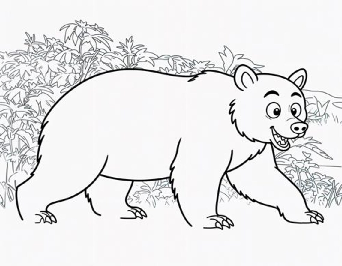Bear 1 Printable Coloring Page (8.5 X 11) - Etsy