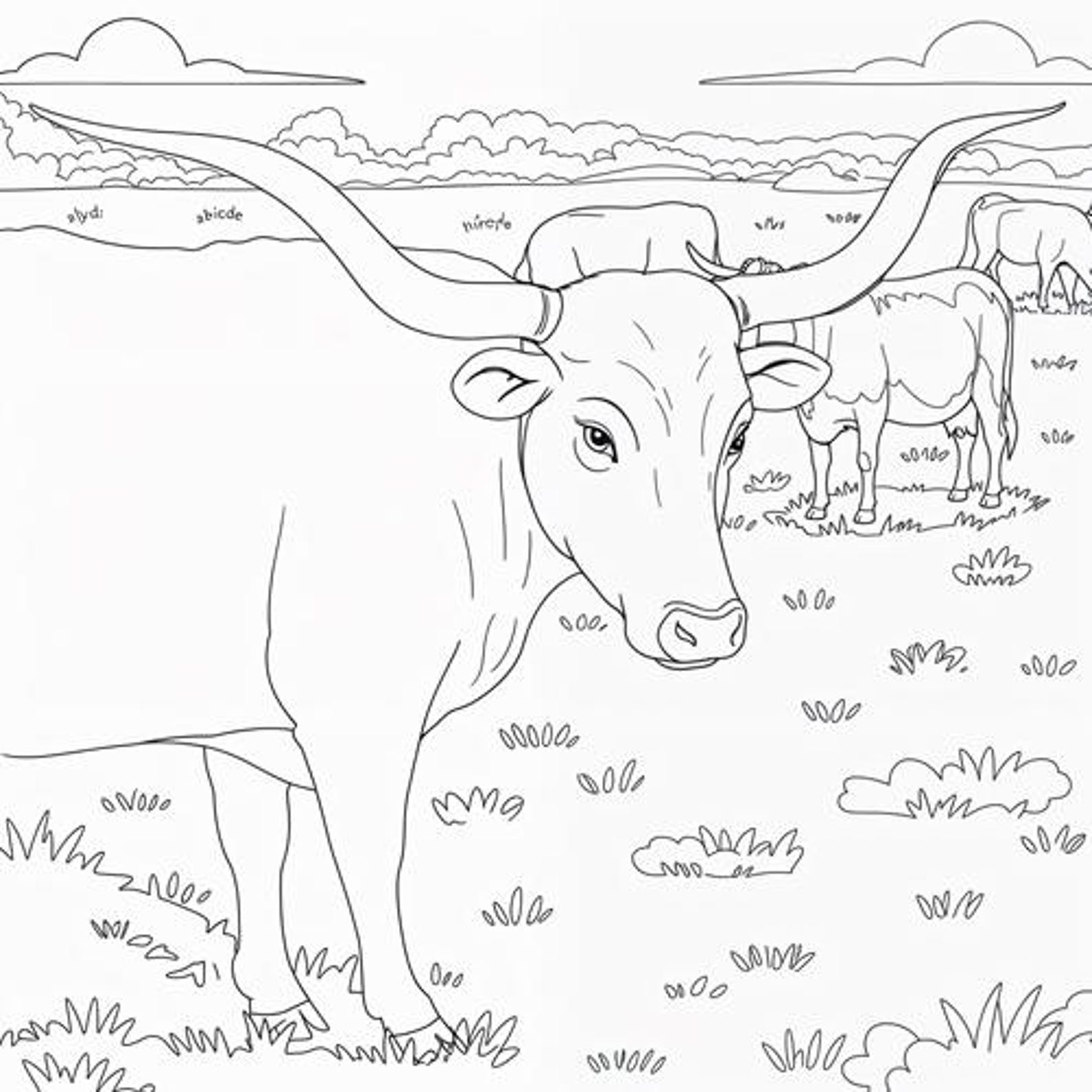 Longhorn 1 Printable Coloring Page (8.5 X 11) - Etsy