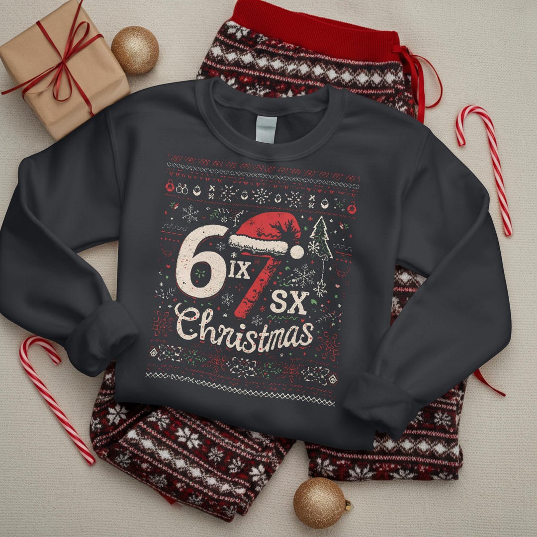 Six Seven Christmas PNG – Funny Gen Alpha Ugly Sweater Style Holiday ...