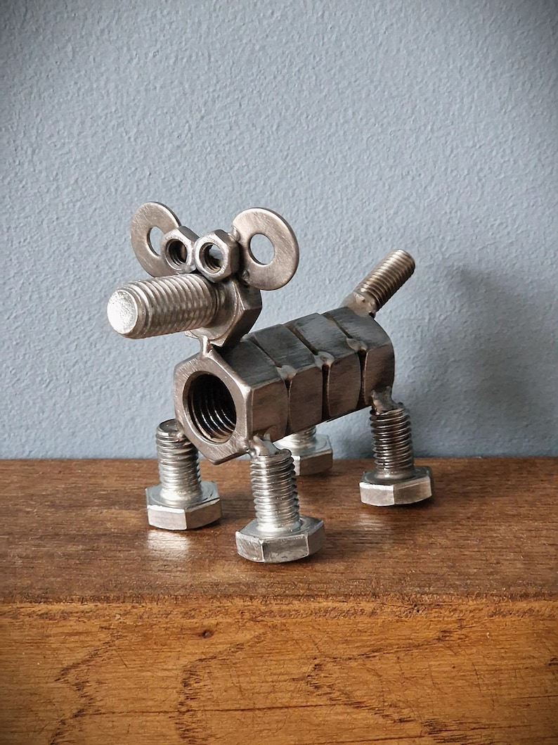 Handcrafted Scrap Metal Sculpture of Dog Made From Nuts and Bolts Weld ...