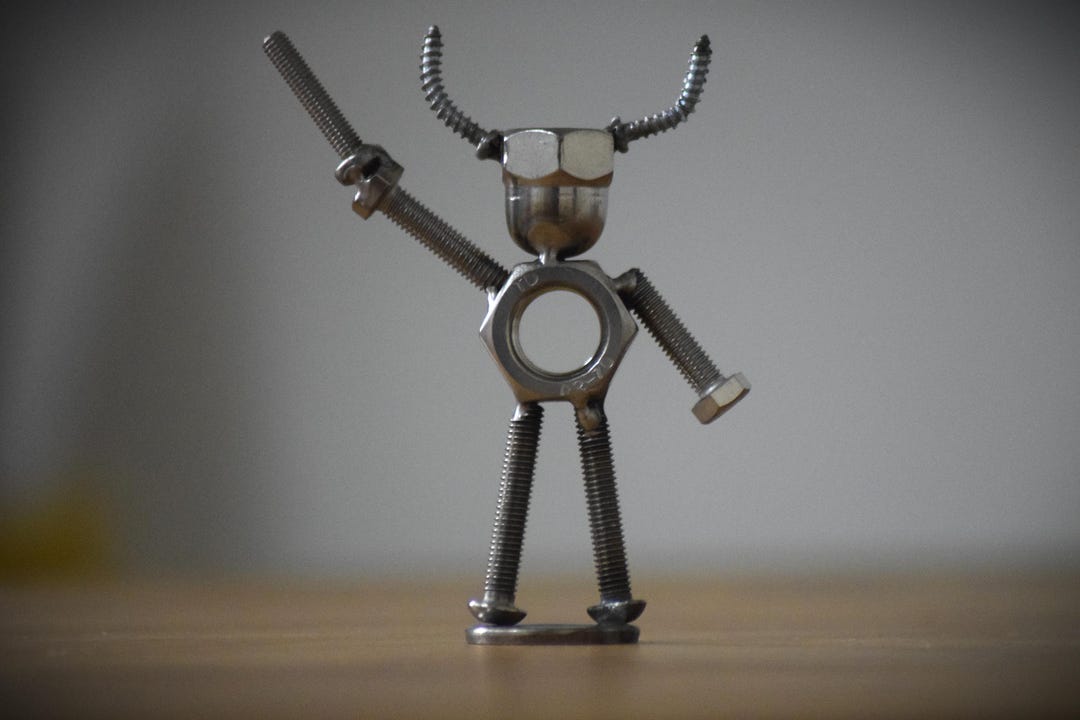 Handcrafted Metal Sculpture of A Viking Warrior Nuts and Bolts Weld Art ...